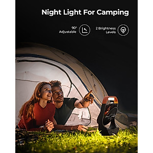 20000mAh Camping Fan with LED Lantern, 8 Inch Portable Tent Fan with 4 Speeds, Rechargeable Battery Fan for Fishing, Outdoor, Hurricane