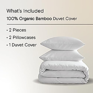 DOZ by SIJO 100% Organic Bamboo Duvet Cover Set, 1 Duvet Cover and 2 Pillowcases, Buttery Soft, Cooling for Hot Sleepers, Eco Friendly, Silky Breathable, Oeko-TEX, High GSM Durable (Snow, Full/Queen)