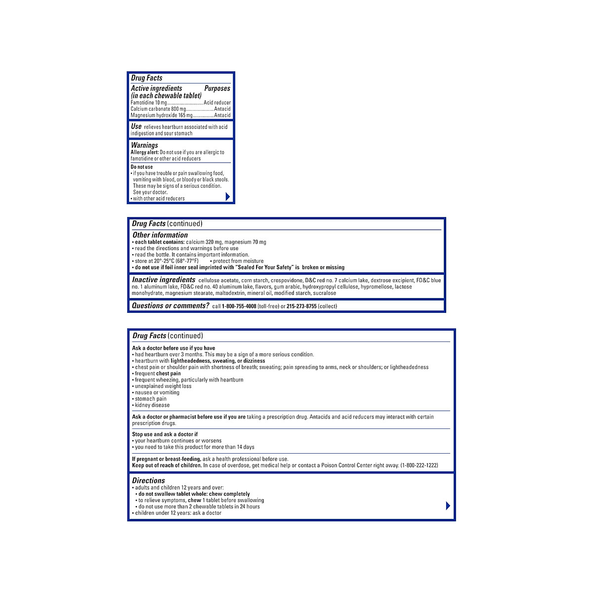 Pepcid Complete Acid Reducer + Antacid Chewable Tablets, Heartburn Relief, Berry, 50 ct (Package May Vary)