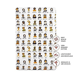 Babyletto 100% Organic Cotton Mini Crib Sheet, GOTS-Certified, Fitted 360°, Ultra-Soft and Breathable Muslin - Women in History