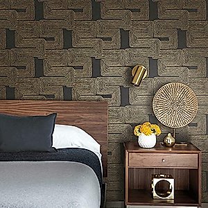RoomMates RMK12213PL Nikki Chu Black and Metallic Gold Zulu Signature Peel and Stick Wallpaper