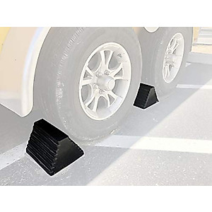 MAXXHAUL 80681-10'X8'X6' Heavy Duty Rubber Wheel Chock with Eyebolt, 2 Pack