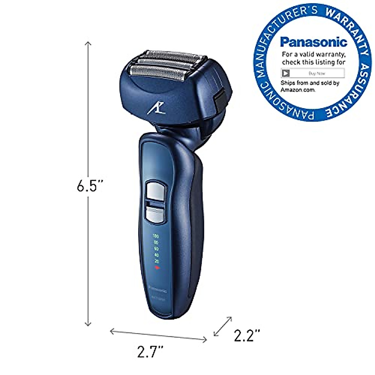 Panasonic Arc4 Electric Razor for Men 4Blade Electric Shaver with Popup Trimmer Rechargeable Wet Dry Foil Shaver, Blue, 1 Count
