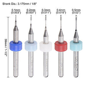 uxcell Micro PCB Drill Bit Set, 1/8" Shank 0.1mm-1.0mm Solid Tungsten Carbide CNC Engraving Print Circuit Board Drill Bits Rotary Tool 10pcs