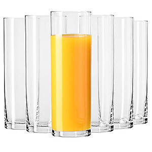 Krosno Tall Water Juice Beverage Drinking Highball Glasses | Set of 6 pieces | 6.8 oz | Pure Collection | Ideal for Home, Restaurant, Events & Parties | Dishwasher Safe