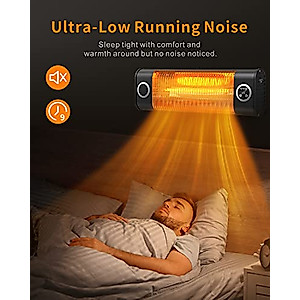 Infrared Patio Heater, Fast Garage Heating Electric Patio Heater with 2 Heating Modes for Indoor & Outdoor, 1500W Wall-Mounted Heater with Remote Control for Home, Balcony, Garage, Basement, Backyard