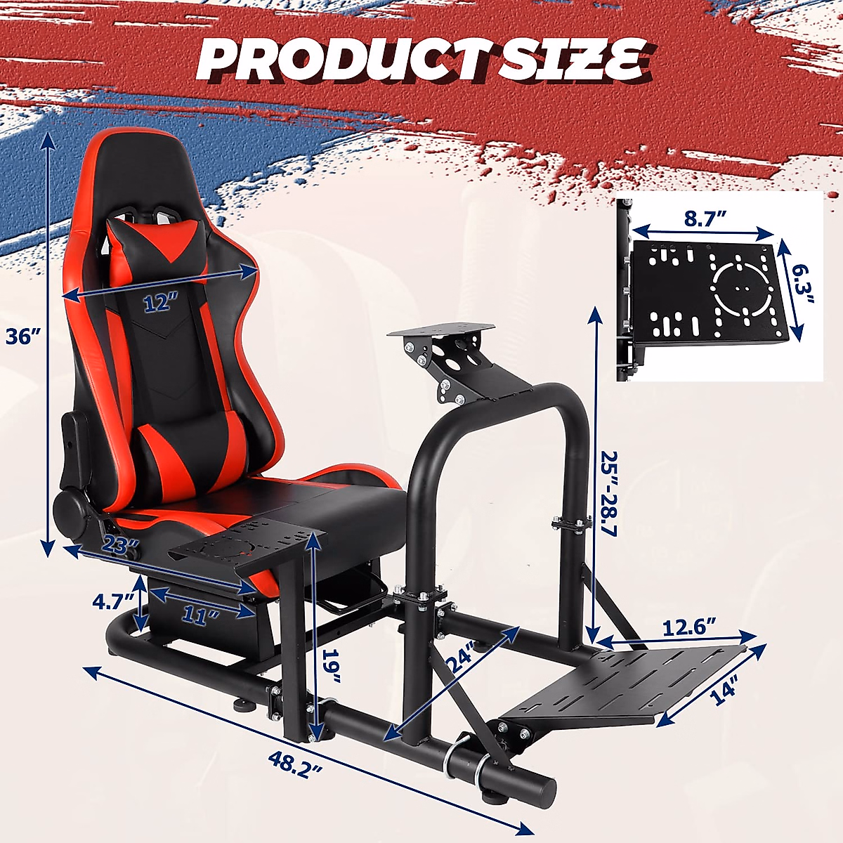 Minneer Stable Drive Fly Simulator Cockpit with Red Seat Fit for Logitech/Thrustmaster/Fanatec G29/G920/T248 Racing Gaming Steering Wheel Stand(Wheel, Pedals, Handbrake Not Included)