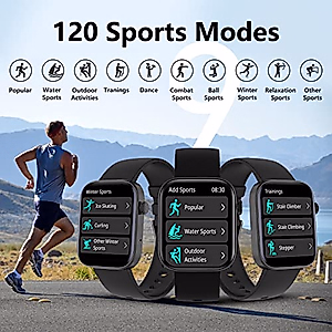 Smart Watch, 1.8'' Fitness Watch with Text and Call, Activity Tracker Smartwatch with Heart Rate, Blood Oxygen, and Sleep Monitor, IP68 Waterproof, for Women and Men iPhone Android Phones Compatible