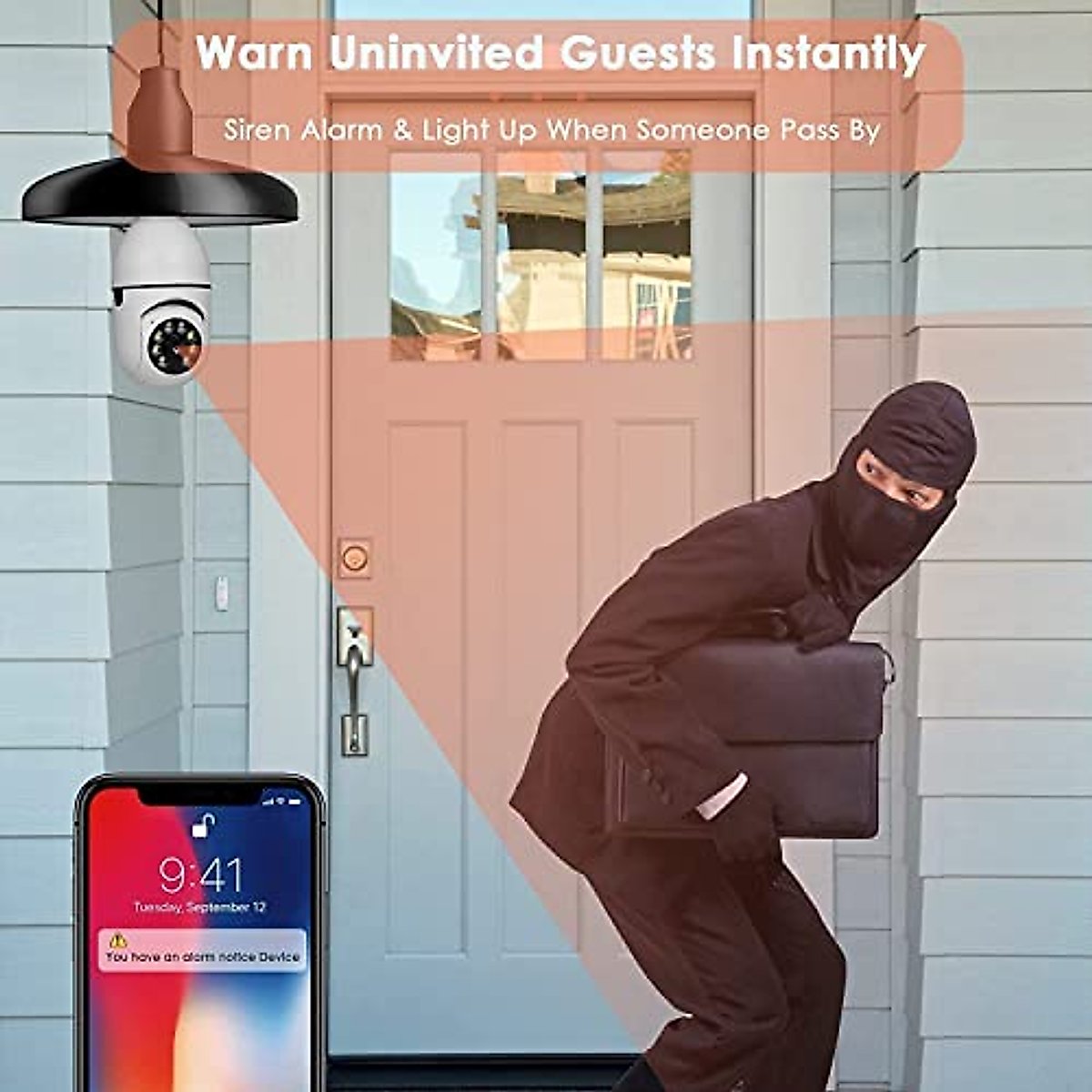 KOWVOWZ 2PCS 2.4GHz & 5GHz Wireless WiFi Light Bulb1080P Security Camera Wireless Outdoor, 360° Indoor Light Socket Security Cameras for Home Security with 2-Way Audio, Smart Motion Detection (2PCS)