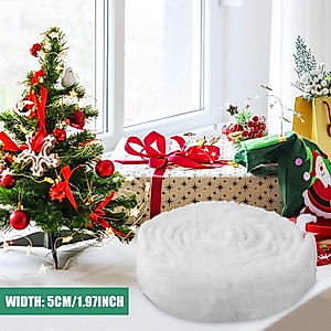 Lusofie Christmas Fur Trim White Faux Fur Ribbon Trim White Fur Fabric Roll for Garland Wreath Bows Santa Costume Sewing Christmas Tree Decor(1.97inch x 3 Yards)