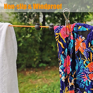 Portable Travel Clothesline, 26-Foot Retractable Clothesline with 10 Stoppers and 20 clothespins, Adjustable Indoor/Outdoor Laundry Line for Hotel, Cruise, Backyard