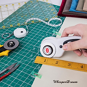 WhisperDream 45mm Rotary Cutter - White Rotary Cutter with Ergonomic Safety Design - 8 Extra Replacement Blades Included, 45mm Rotary Cutter Great for Sewing, Quilting Supplies, Fabric and Crafts
