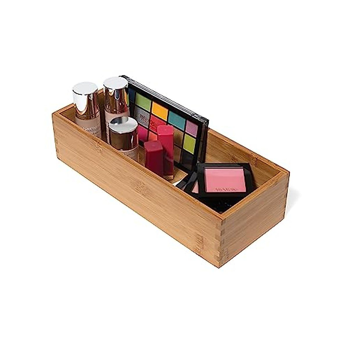 Lipper International Bamboo Utensil Holder Storage Box for Cooking Tools, Makeup, or Office Supplies, 5" x 12" x 3"