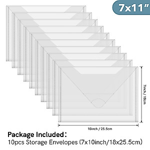 Briartw 10 PACK Storage Bag,Resealable Plastic Envelopes Pockets for Cutting Dies Stencil Crafts Organizer Holder,7x10"Clear Storage Envelopes for Clear Stamp,Die Cuts,scrapbook Paper