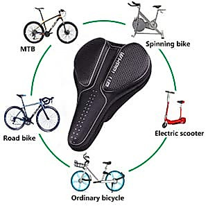 Gel Bike Seat Cover Soft Bicycle Saddle Pad Breathable Cushion Cover Gel Seat for Mountain Road Bike Exercise Bike Outdoor Cycling Yellow (Color-red)