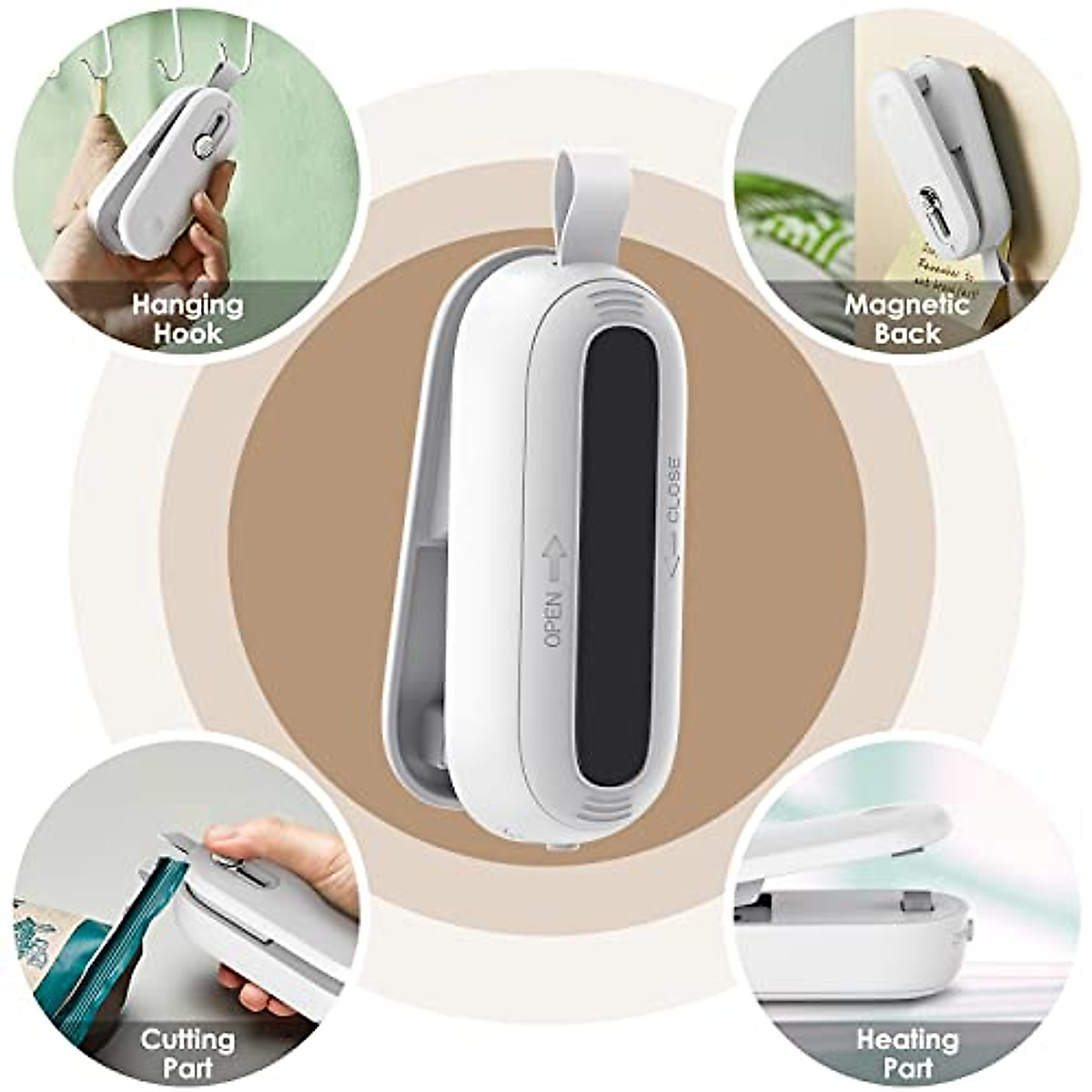 ODSD 2-Pack Bag Sealer Mini, 2 IN 1 Heat Sealer & Cutter Battery Powered,Vacuum Sealer Portable Handheld Bag Resealer Kitchen Gadget Machine for Food Chip Bags Storage (Battery Included)