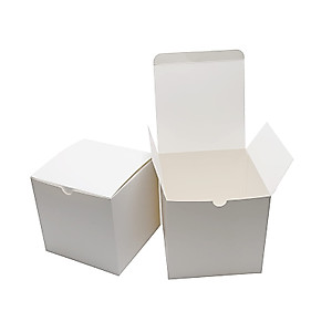 PQZKLDP 15 Packs 6x6x6 inches Fold Box Easy Assemble Small Paper Gift Box Decorative Party Favor Kraft Box with Lid for Birthday, Wedding, Anniversary, Party , with Stickers ,66 FT Twine (6*6*6 Inch, White)