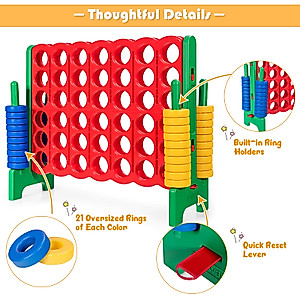 ARLIME Giant 4 in a Row Connect Game, 47'' Jumbo 4-to-Score Toy Set W/Quick-Release Lever, Build-in Ring, Jumbo Sized for Kids & Adults, Oversized Floor Activity for Indoor & Outdoor Play