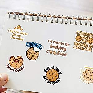 50 Pieces Cookie Stickers Cute Snack Cake Chocolate Chip Cookie Sticker Pack Waterproof Vinyl Decors for Phone Water Bottle Laptop Scrapbook Lunch Box Skateboard for Children (Cookie)