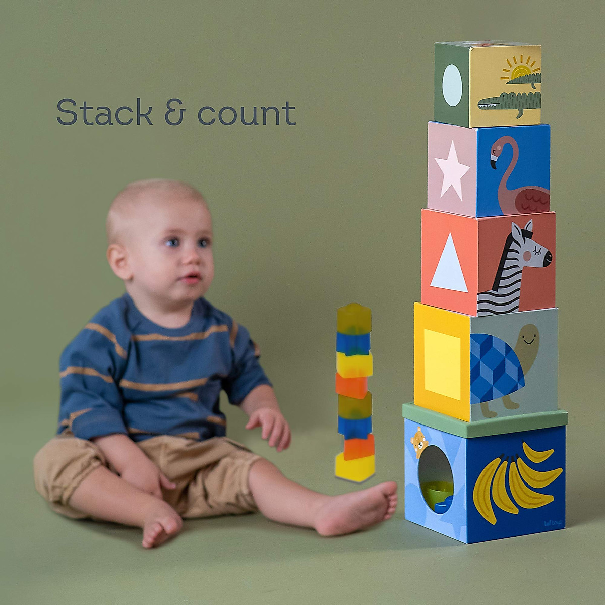 Taf Toys Savannah Sort & Stack for Infants & Toddlers, Perfect for Stacking, Nesting, Sorting, Counting & Learning Colors & Shapes. Educational Toy for 12 Months & up