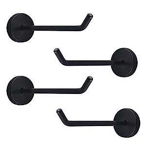 NELXULAS Classic Black Stainless Steel Heavy Duty Coat Hook, Durable Robe Hanger Wall Mount Hook, Perfect Touch Your Bathroom, Bedroom, Closets, Wardrobe, Kitchen (6", 4 PCS)