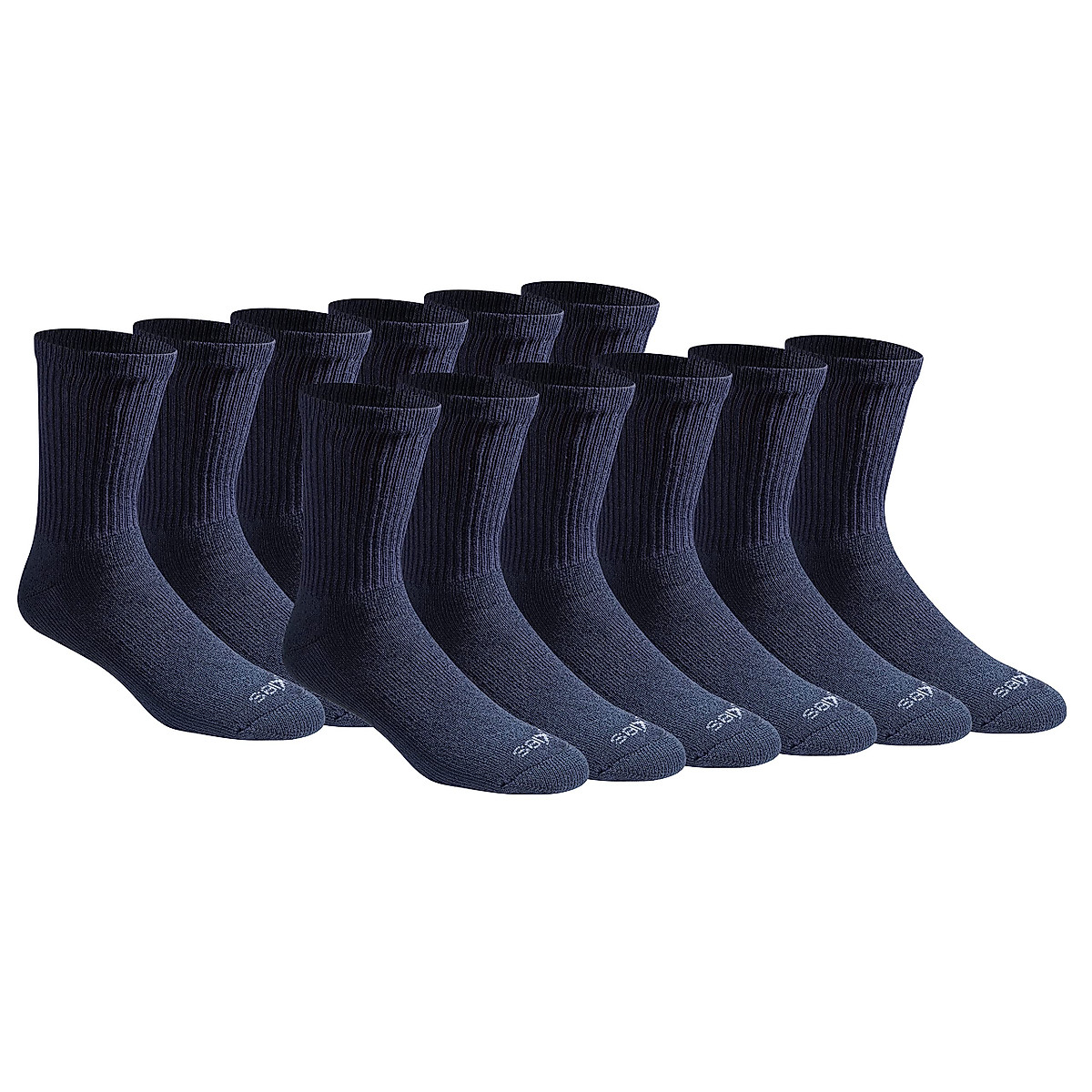 Dickies Mens Dri-tech Moisture Control Comfort Length Mid-crew Socks Comfort Length Navy (12 Pairs) Shoe Size: 6-12