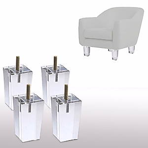 Nutan, 5” Square Acrylic Legs, Great and Sturdy Replacement for Sofas, Chairs and Tables, Set of 4.