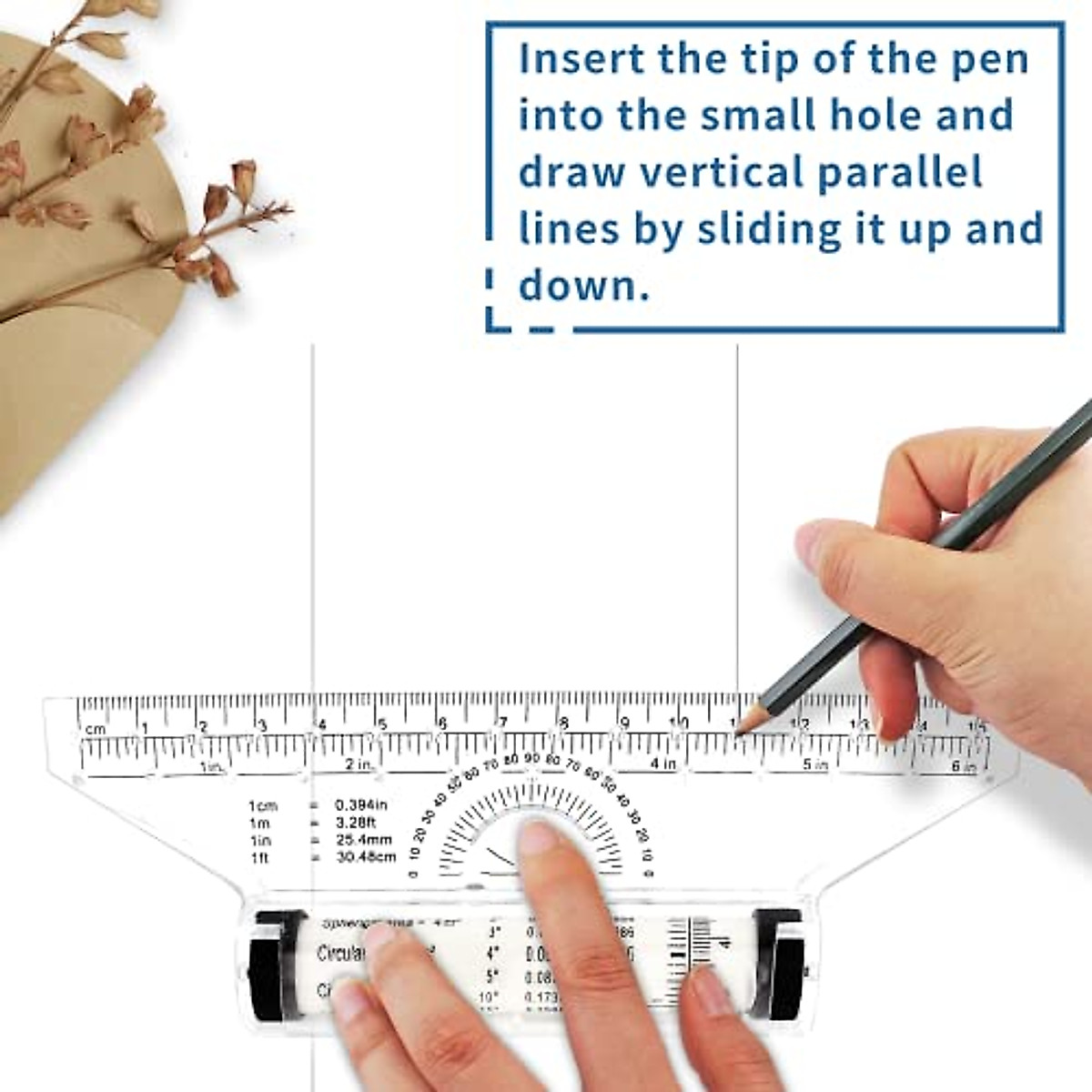 2 Pcs Plastic Measuring Rolling Ruler, 6 Inch Drawing Roller Ruler Parallel Glider Rolling Ruler Drawing Design Ruler for Measuring, Drafting