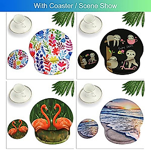 Ergonomic Mouse Pad with Wrist Support Rest,[ 20% Larger] Mousepad Gel Wrist Rest , with Coaster Non-Slip & Pain Relief for Computer, Desk, Home&Office-Beach