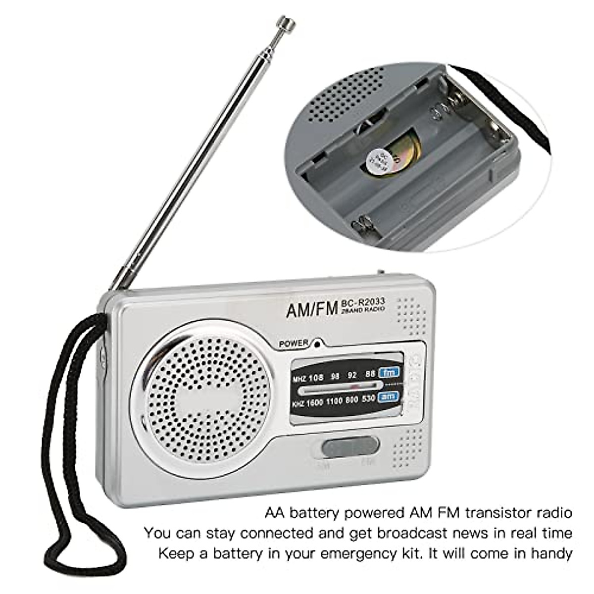 GOWENIC Portable Radio, Mini Pocket AM FM Transistor Radio Battery Powered Weather Radio with Loudspeaker Headphone Jack for Home, Outdoor Travel, Entertainment, Emergency Use