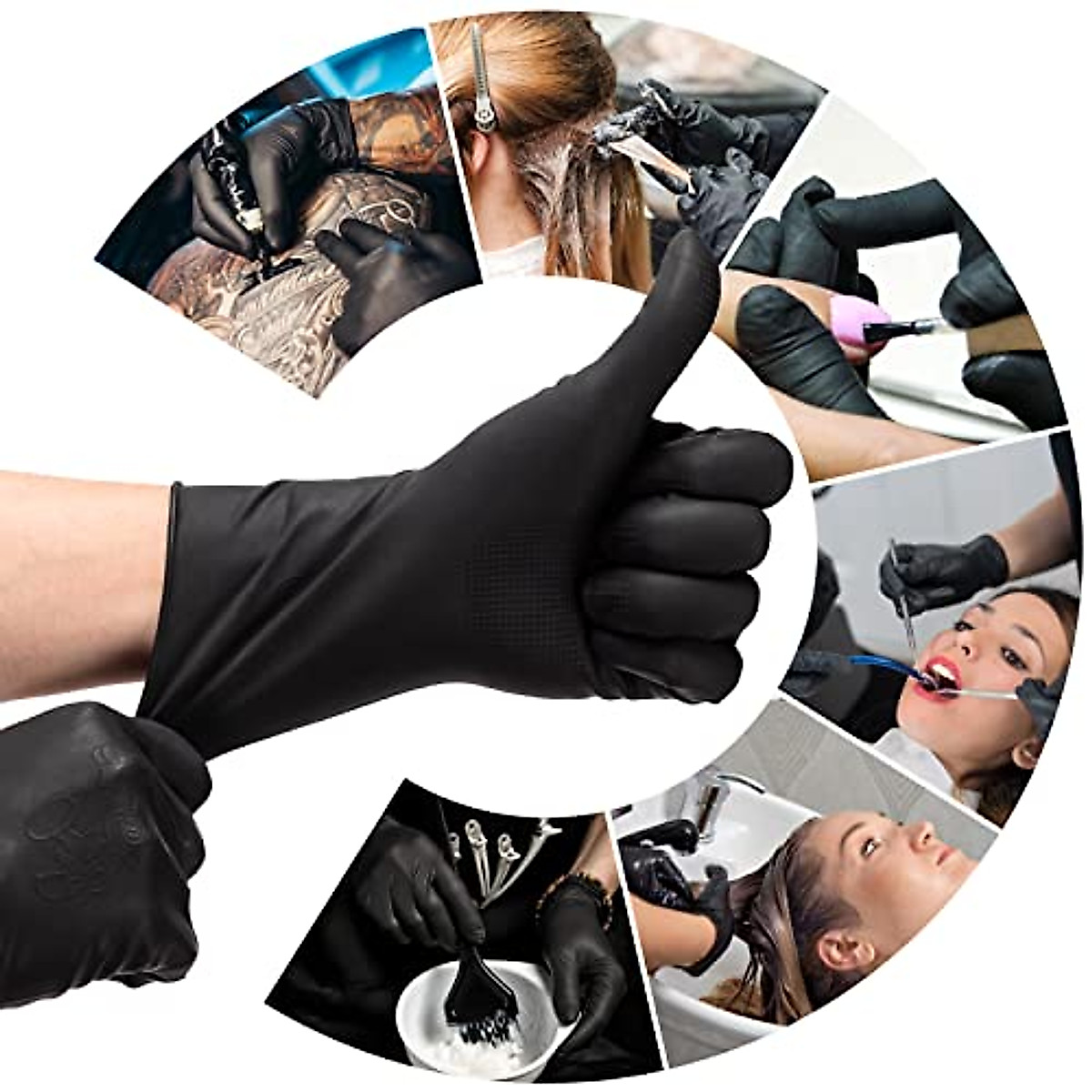Noverlife 5 Pairs Hair Dye Gloves, Black Reusable Salon Hair Coloring Latex Gloves, Thick Rubber Gloves for Cleaning Cooking Dishwashing