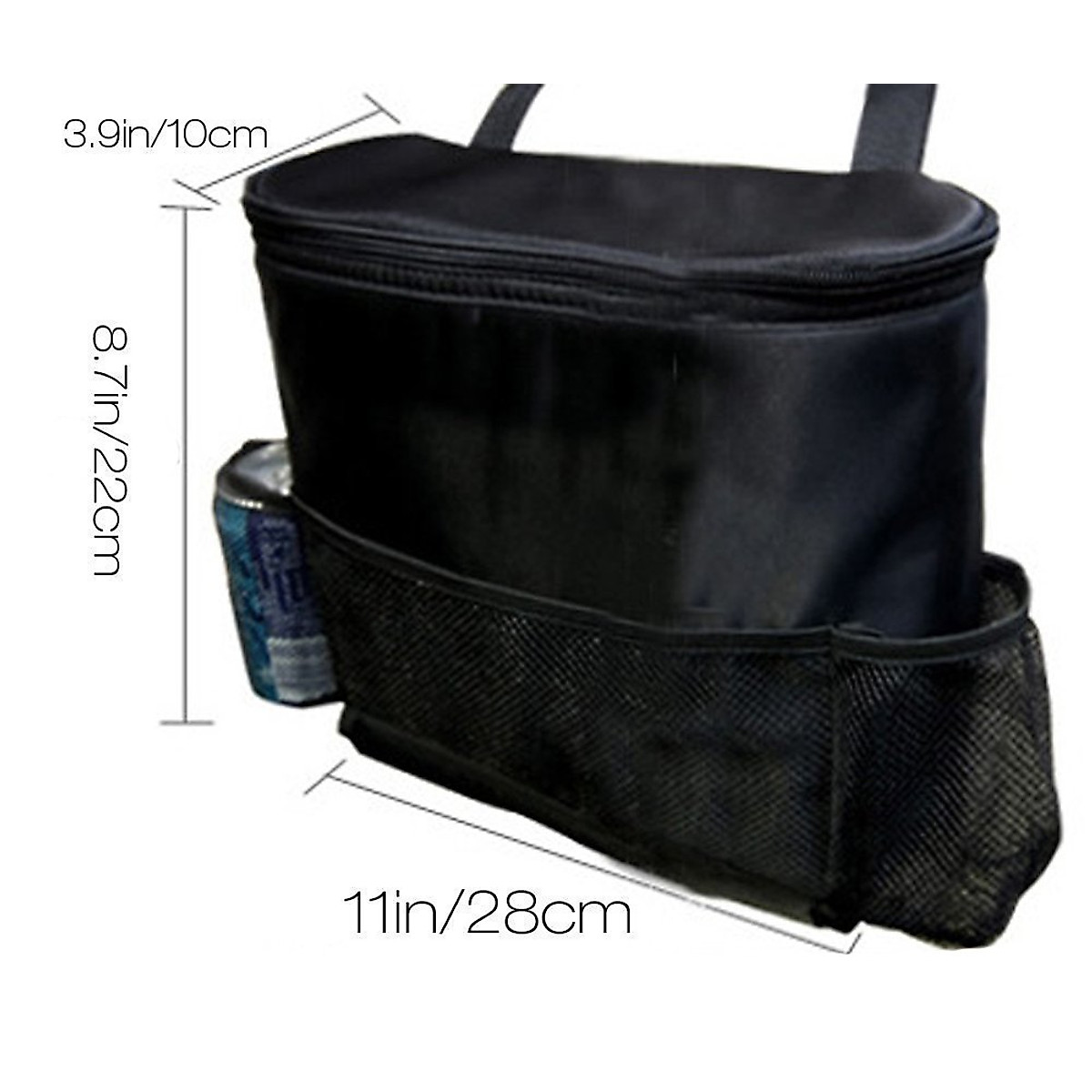 FrontTech Car Seat Back Organizer, Auto Seat Multi-Pockets Travel Storage Bag, Insulated Car Seat Back Drinks Holder Cooler, Storage Bag Cool Wrap Bottle Bag with Mesh Pockets