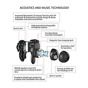 AMINY U-King True Wireless Earbuds Waterproof IPX7 Bluetooth Earbuds Wireless Headphones Bluetooth Headphones,HiFi 5.0 Wireless Earbuds 120Hrs Playing Time with Charging Case-Fireworks