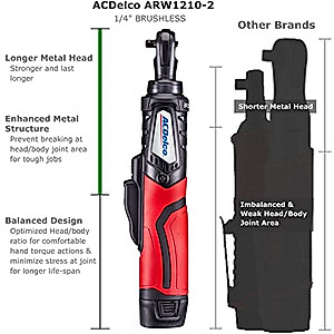 ACDelco ARW1210-2P G12 Series 12V Cordless Li-ion ¼” 45 ft-lbs. Brushless Ratchet Wrench Tool Kit