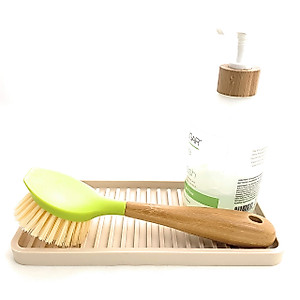 Happitasa Silicone Kitchen Sink Organizer Tray, Sponge Holder and Countertop Protector | Straight Lines Style (SAND DOLLAR, 10"x5.25")