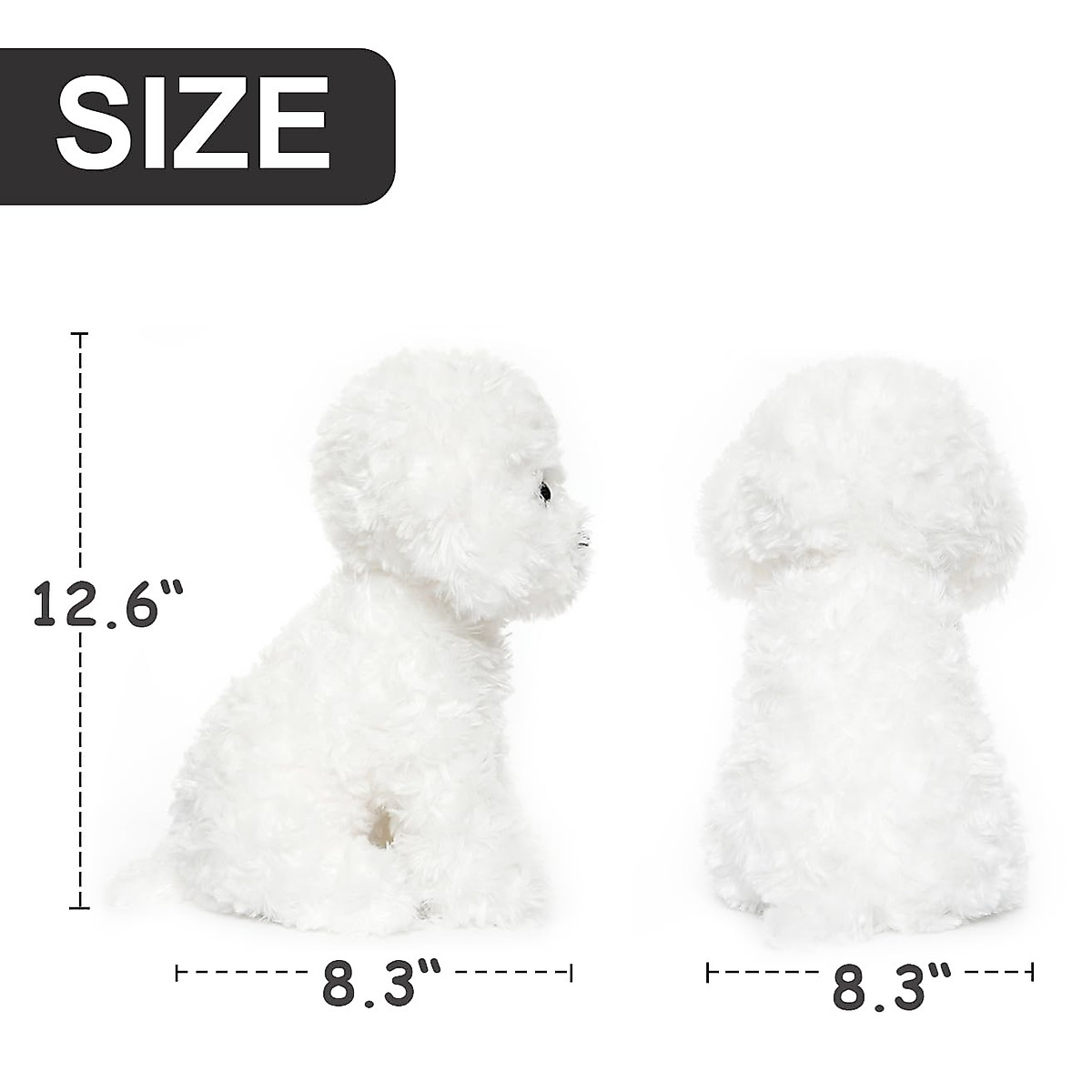 WEIGEDU White Toy Poodle Stuffed Animal - Bichon Frise/Maltese/White Labradoodle Plush Toy for Kids and Babies - Perfect Birthday & Easter Gift, 12.6"