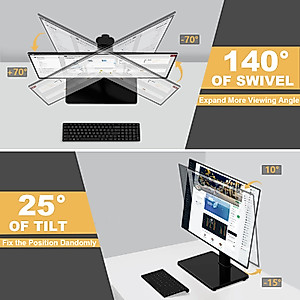 Single Computer Monitor Stand for 13-32 inch Screen, Height Adjustable Monitor Stand, Free Standing Monitor Desk Stand with Swivel, Tilt and Rotation VESA Mount, Black