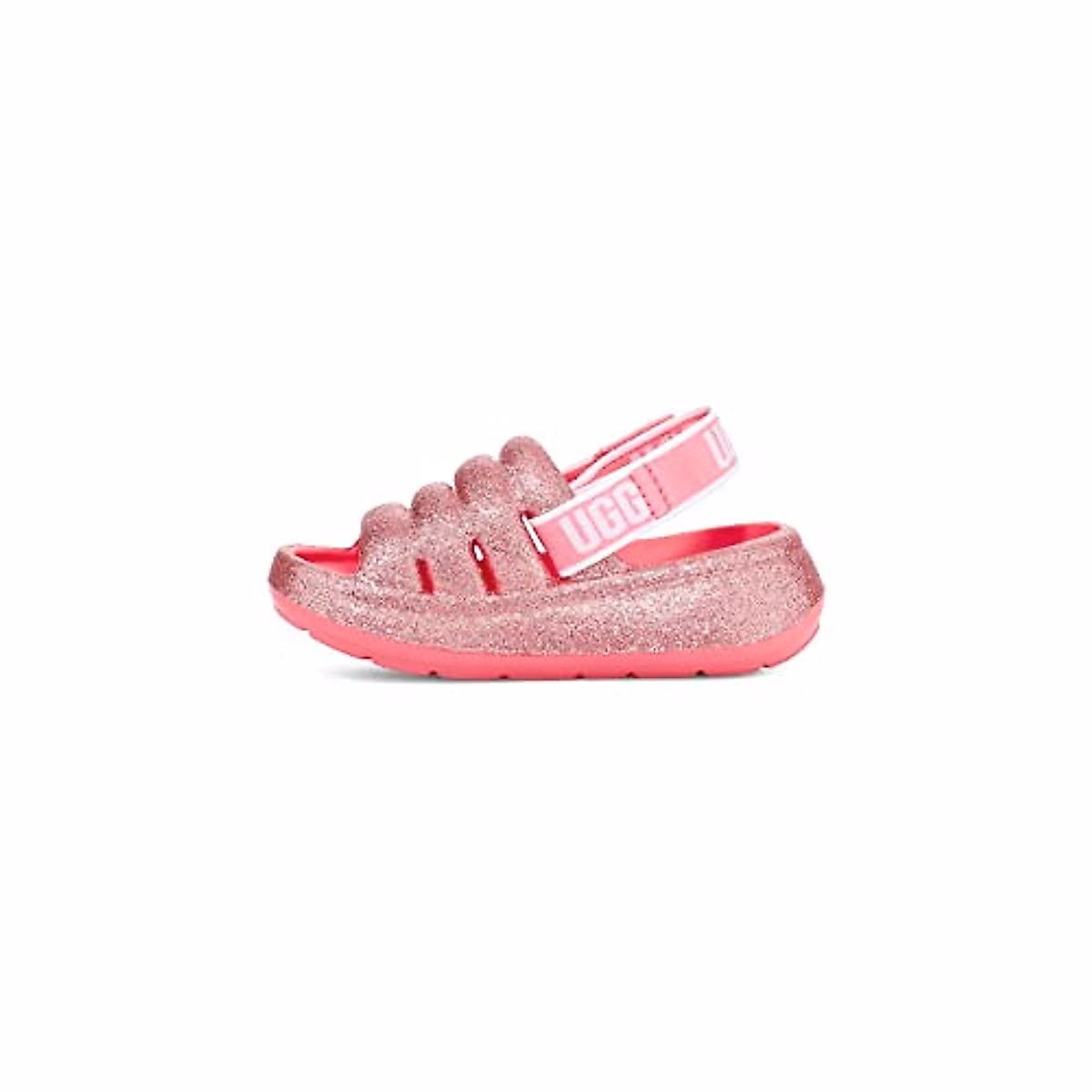 UGG Unisex-Child Sport Yeah Glitter Sandal, Pink, 4 Big Kid