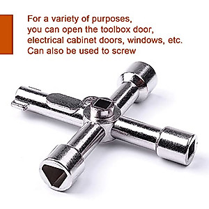 ATOPLEE Electrical Cabinet Key, 4 Way Utilities Key,Triangle/Square/Panel Cross Key for Faucet,Gas Meter,Valve,Spigots,Electrical Cabinet Opening