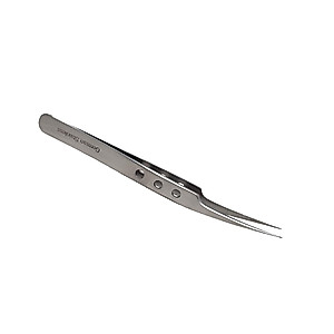 Professional Stainless Steel Tweezers 4.75" with Fine Precision Tips & Fenestrated Handle Suitable for Facial Hair, Splinter and Ingrown Hair Removal Used by Women & Men