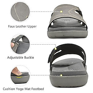KuaiLu Womens Fashion Orthotic Slides Ladies Lightweight Athletic Yoga Mat Walking Sandals Slip On Thick Cushion Recovery Slippers Sandles Comfortable Plantar Fasciitis Arch Support Grey Size 9.5