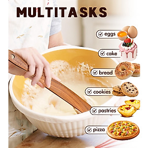 Skinny Spurtle for Sourdough Starter, Mixing, Reaching Bottom of Jar, Dough Whisk, 100% Natural from High Moist Resistance Teak, Spurtles Kitchen Tools Wooden Kitchen Utensils for NonStick Cookware