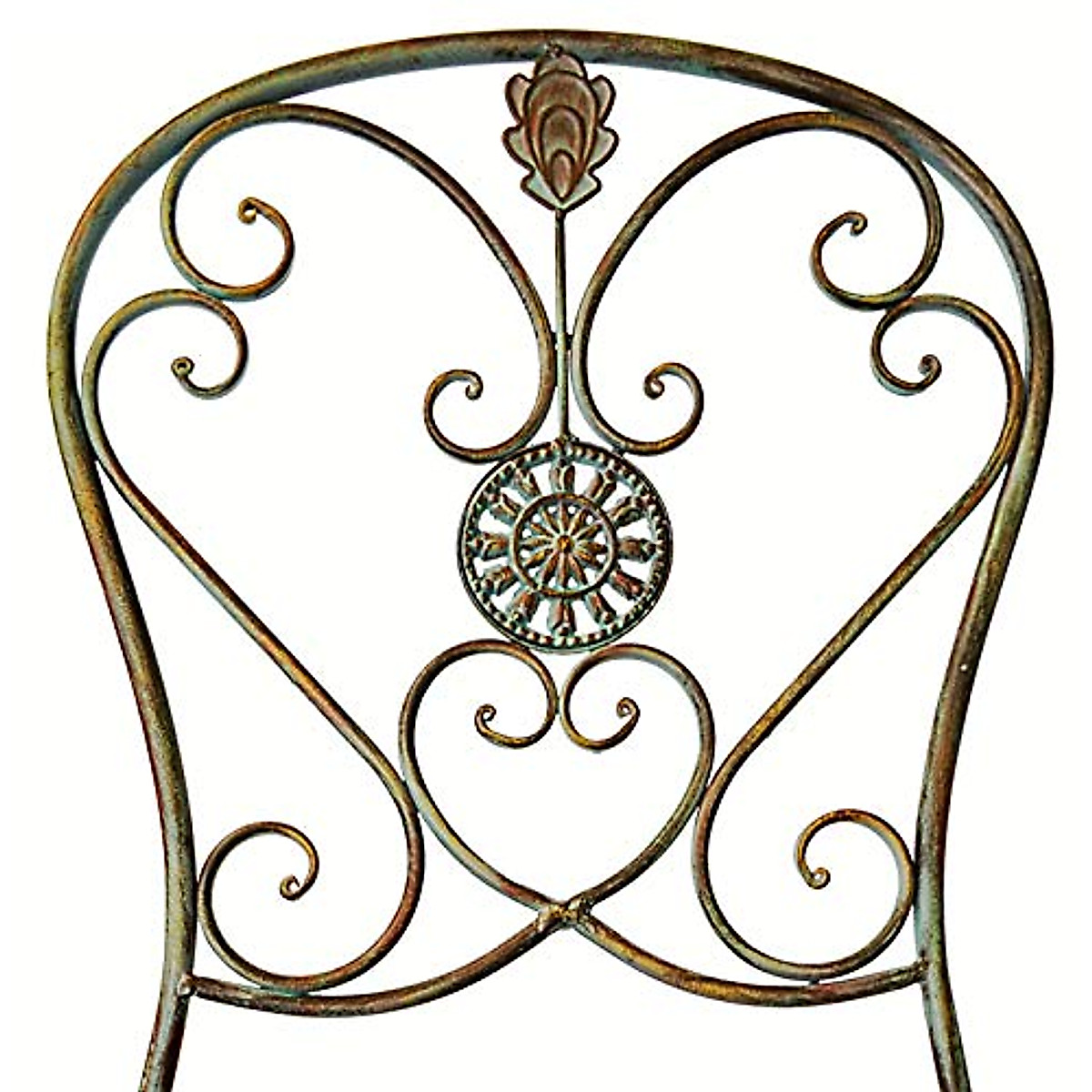 Westcharm Folding Metal Bistro Outdoor Chair for Outside Patio with Peacock Tail Motif, Set of 2