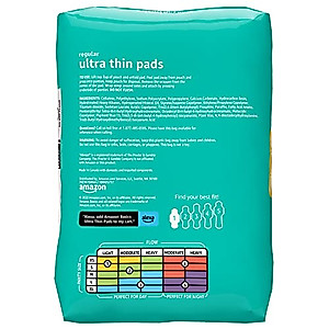 Amazon Basics Ultra Thin Pads with Flexi-Wings for Periods, Regular Absorbency, Unscented, Size 1, 36 Count, 1 Pack (Previously Solimo)