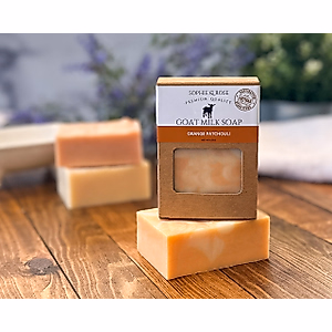 Sophie & Rose Goat Milk Soap, Moisturizing Cleansing Bar, Creamy, Nourishing Lather, Gentle For Sensitive Skin, Handmade USA (Orange Patchouli, 4.5 ounce (Pack of 1))