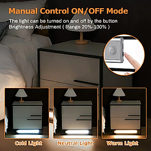 HOMMPA Nightstand with Auto Led Light Grey Night Stand with Infrared Sensor Lights 3 Colors Adustable Brightness Led Bedside Table with Metal Frame 2 Drawers High Gloss Modern Night Stand for Bedroom