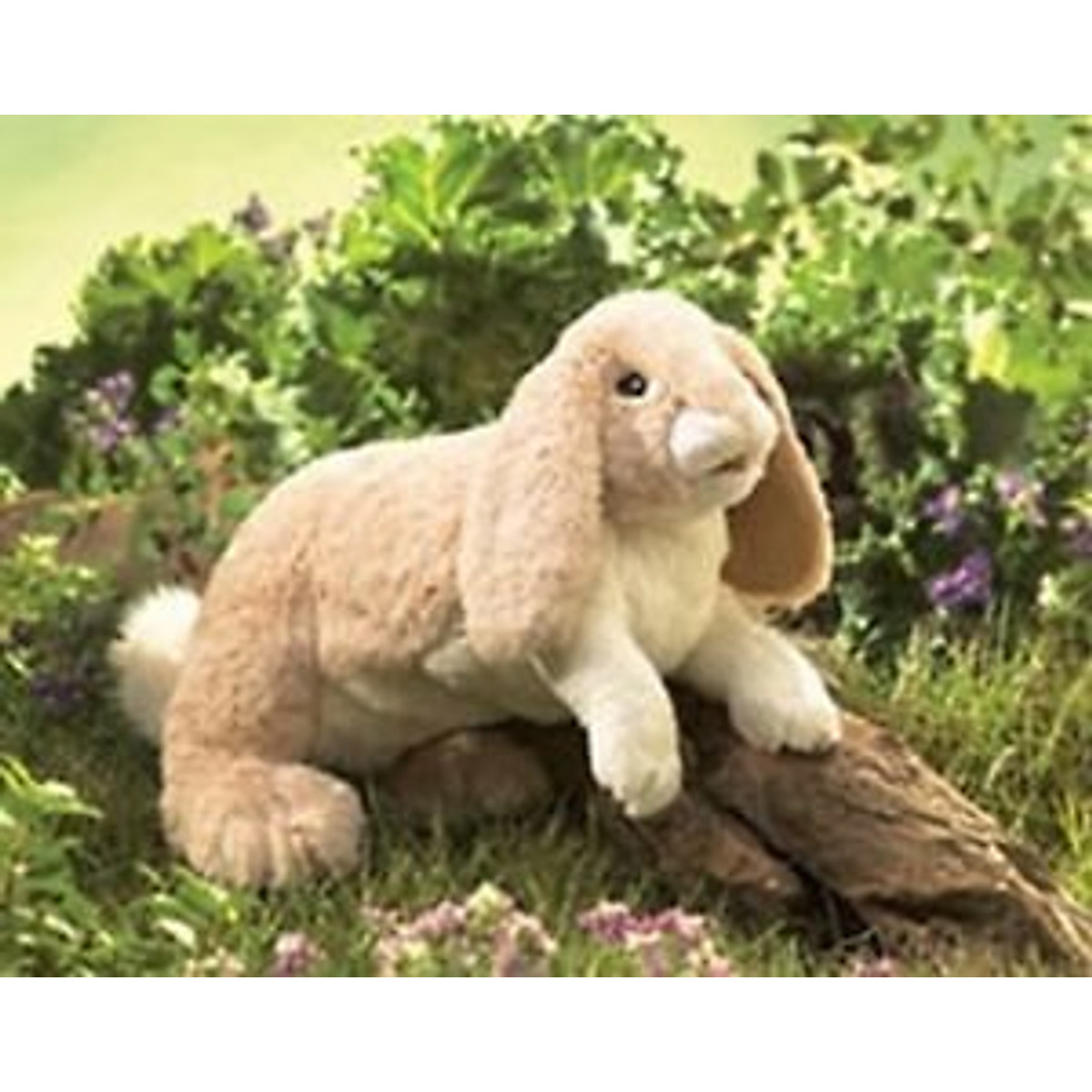 Folkmanis Floppy Bunny Rabbit Hand Puppet, Tan, White, 1 EA