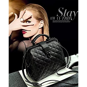 KKP Medium Lingge Versatile Artificial Leather Handbag Women's Shoulder Bag Fashion Women's Bag-black