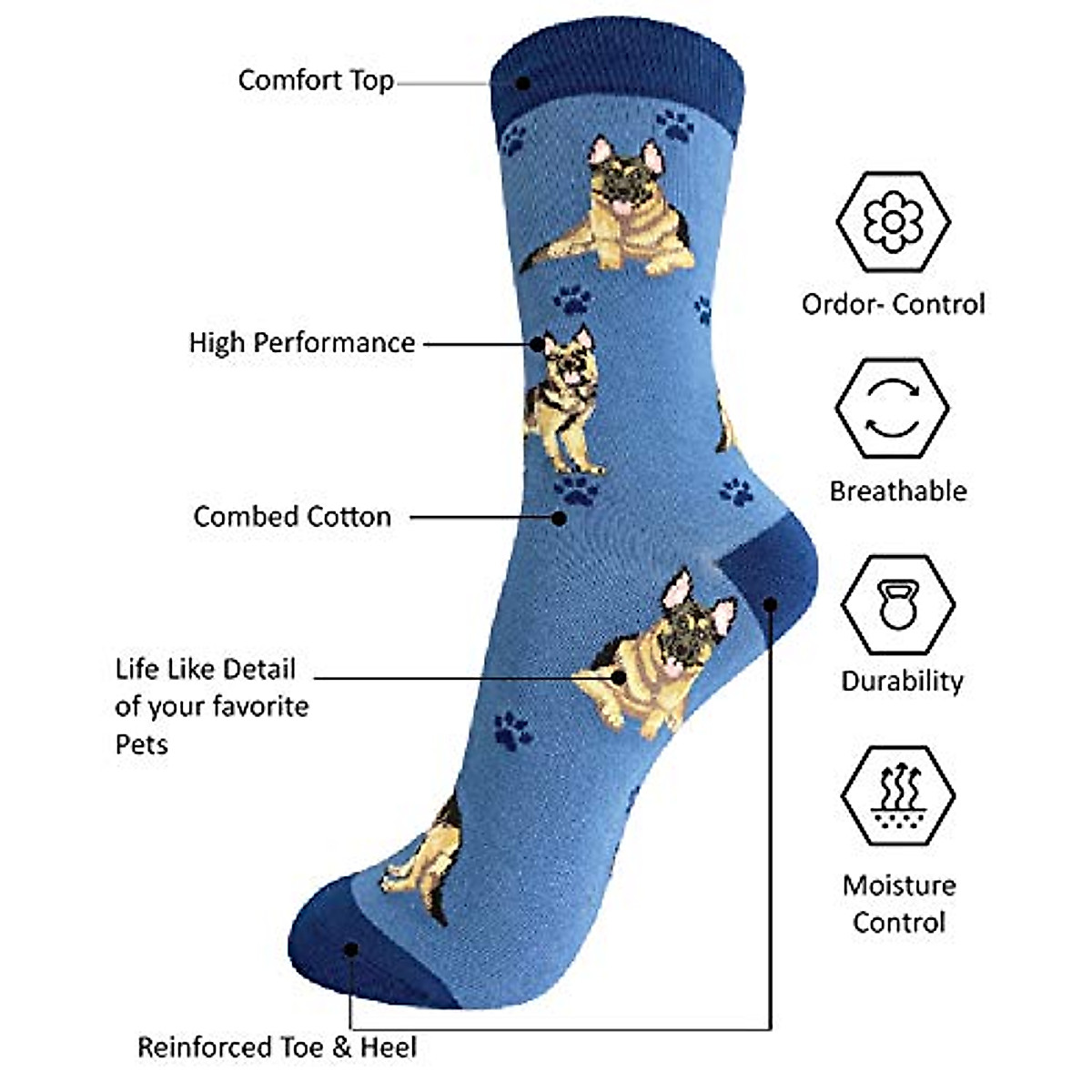Pet Lover Socks - Fun - All Season - One Size Fits Most - For Women And Men – Dog Gifts (German Shepherd Gifts - Socks)