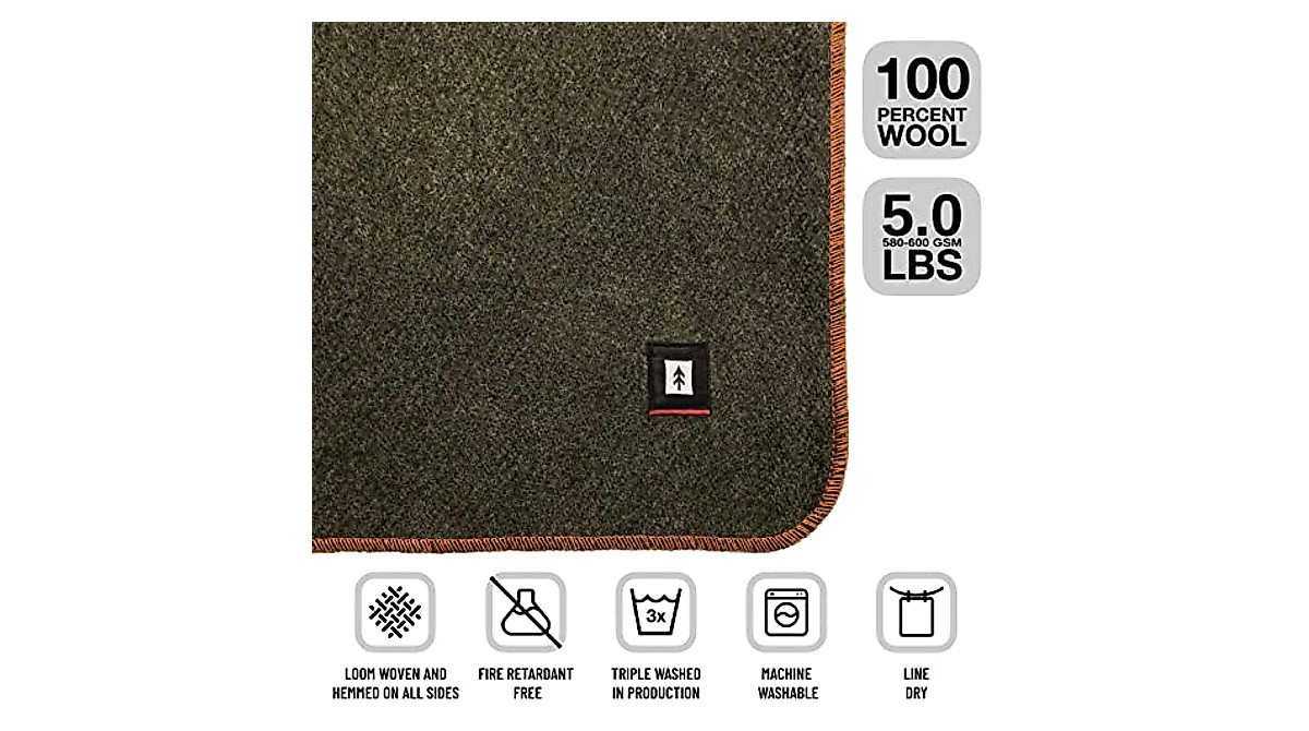 EKTOS Military Wool Blanket 90x66 - Heavy Duty Survival Gear